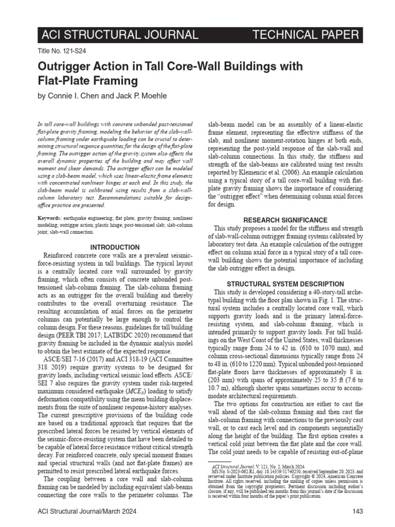 2024 Outrigger Action in Tall Core Wall Buildings With Flat Plate | PDF ...