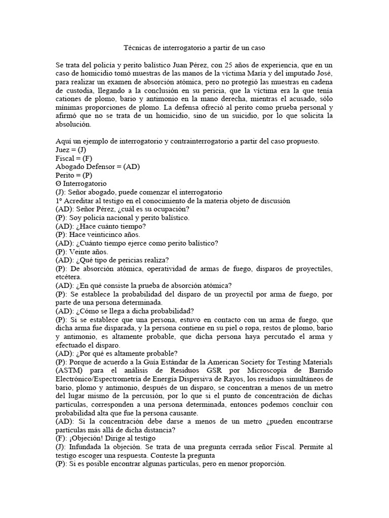 Técnicas de Interrogatorio A Partir de Un Caso | PDF | Testigo ...