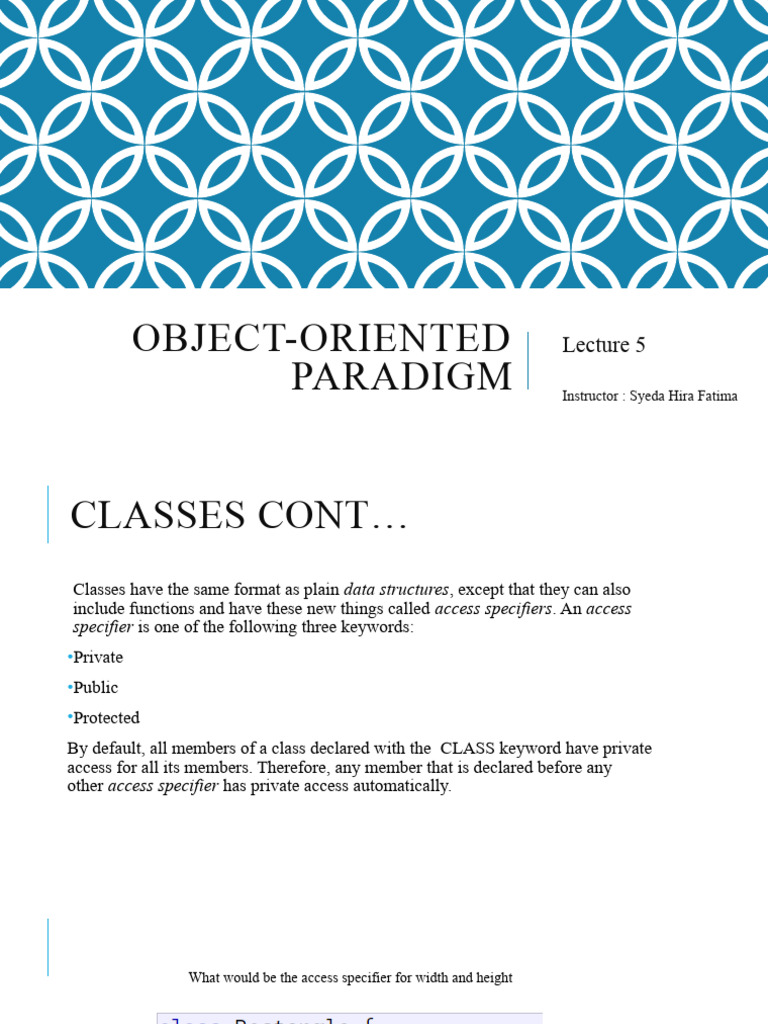 Oop Lecture 5 Pdf Class Computer Programming Method Computer Programming