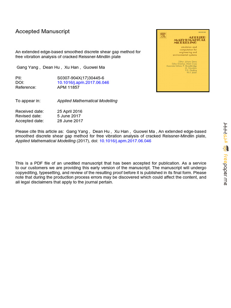 Accepted Manuscript: 10.1016/j.apm.2017.06.046 | PDF | Finite Element Method | Fracture