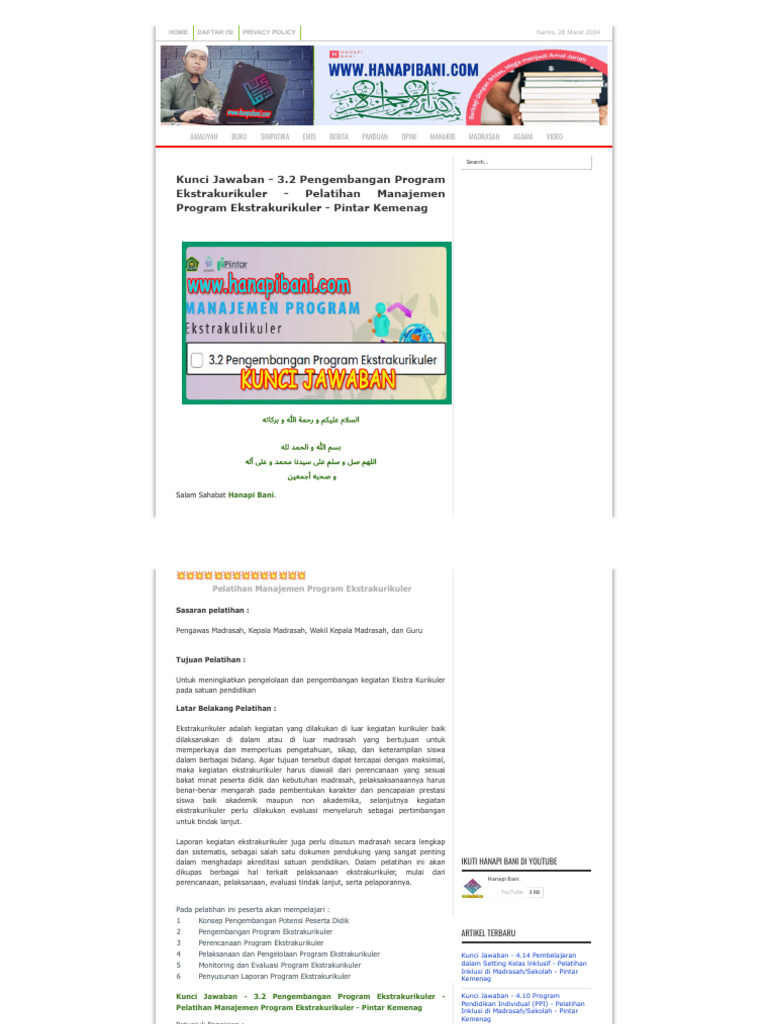 Kunci Jawaban - 3.2 Pengembangan Program Ekstrakurikuler - Pelatihan Manajemen Program ...