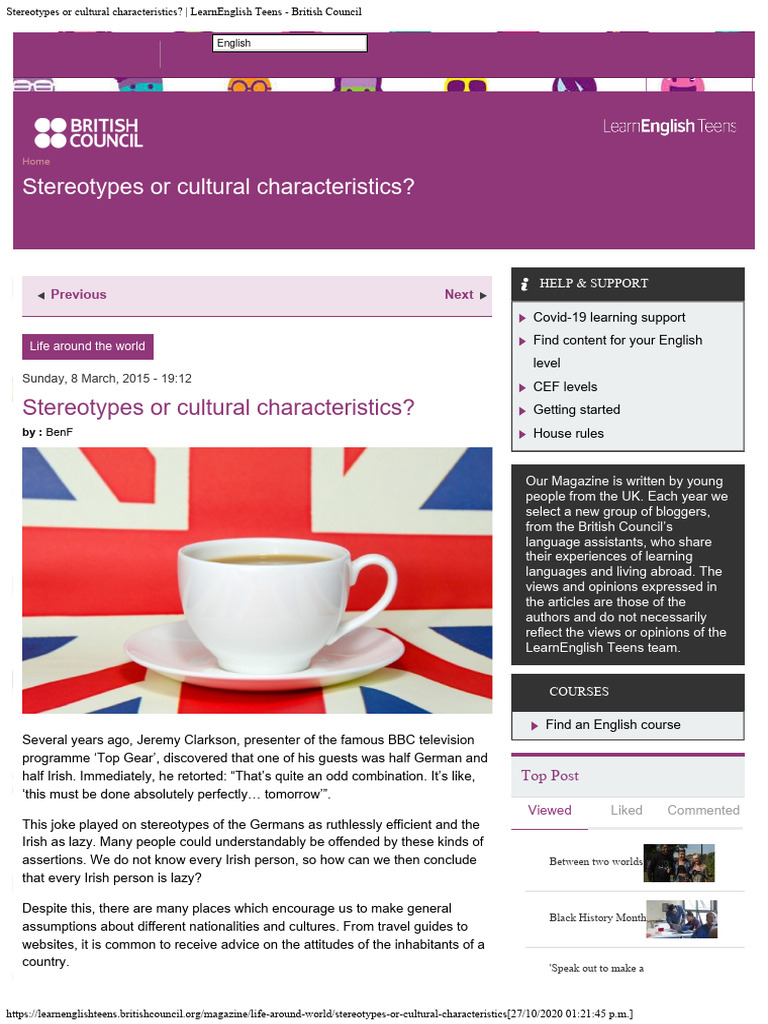 Understanding Stereotypes vs. Culture | PDF | Stereotypes | Human ...