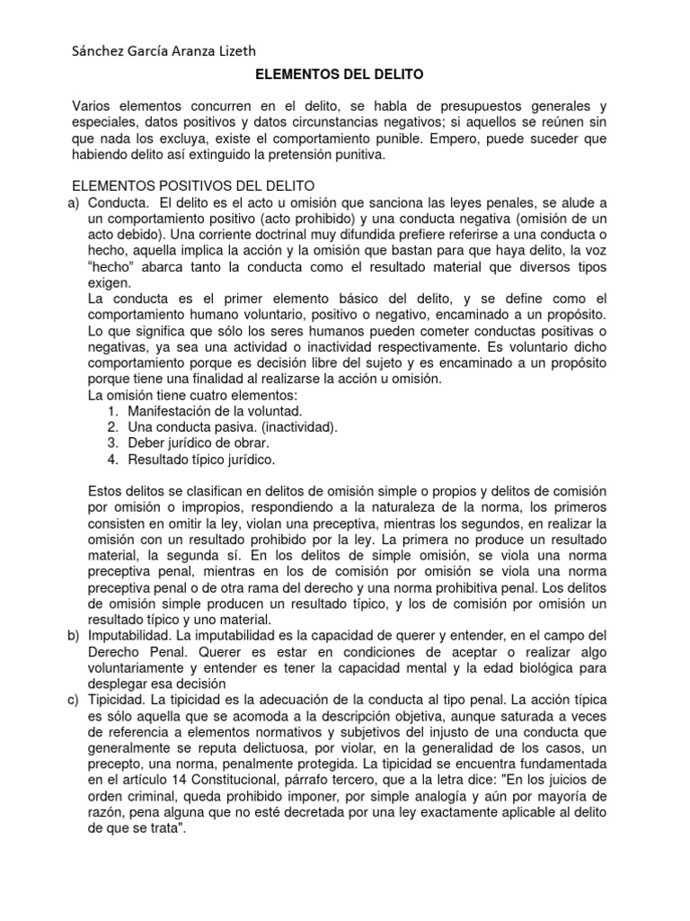 Elementos Del Delito | PDF | Derecho penal | Justicia
