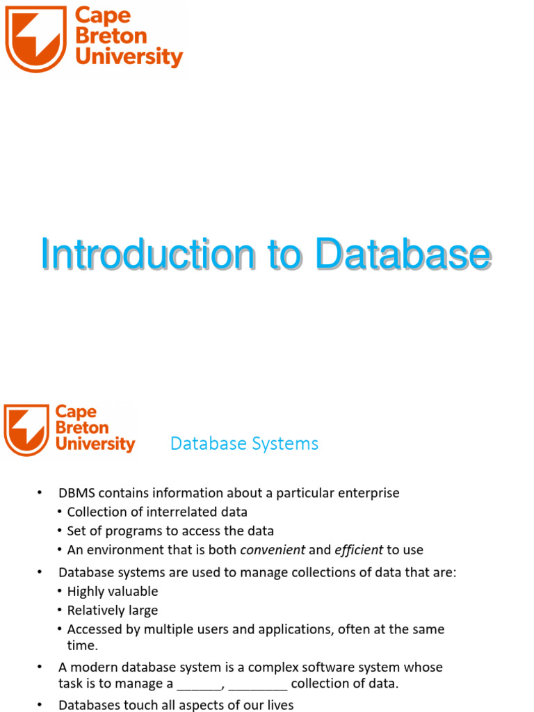 Introduction To Database | PDF | Databases | Relational Model