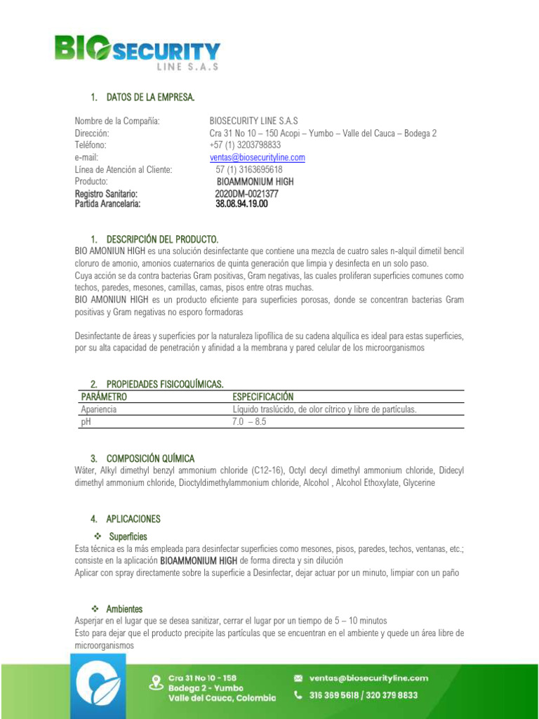 Ficha Tecnica Bioammonium High | PDF | Bacterias Gram-negativo | Biología