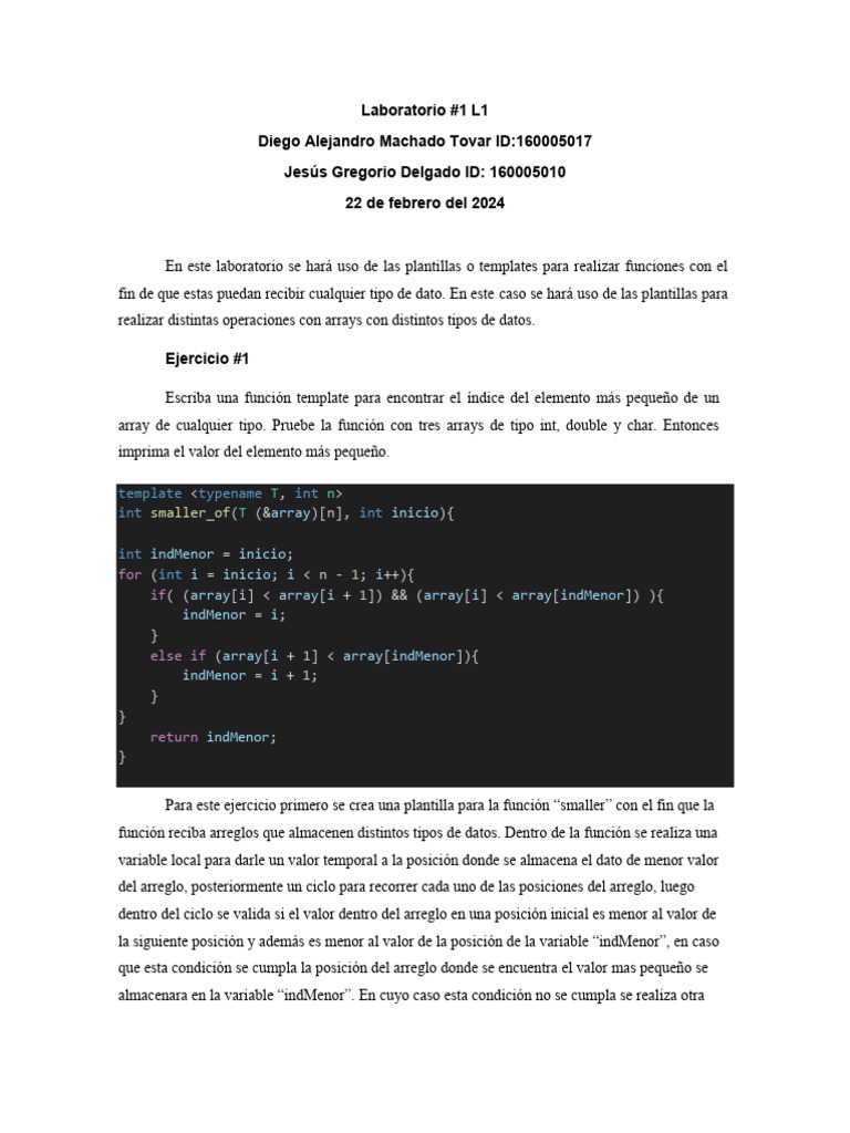 Informe Lab#1 | Descargar gratis PDF | Programación de computadoras | Datos de computadora