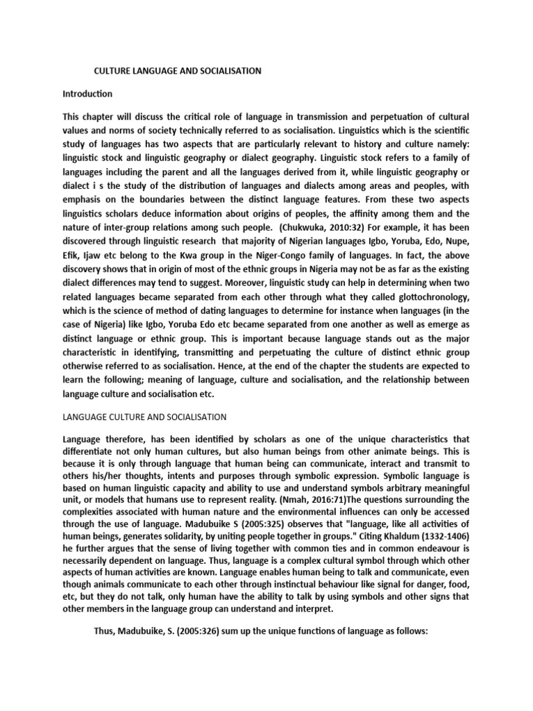 Language's Role in Cultural Socialization | PDF | Socialization | Thought