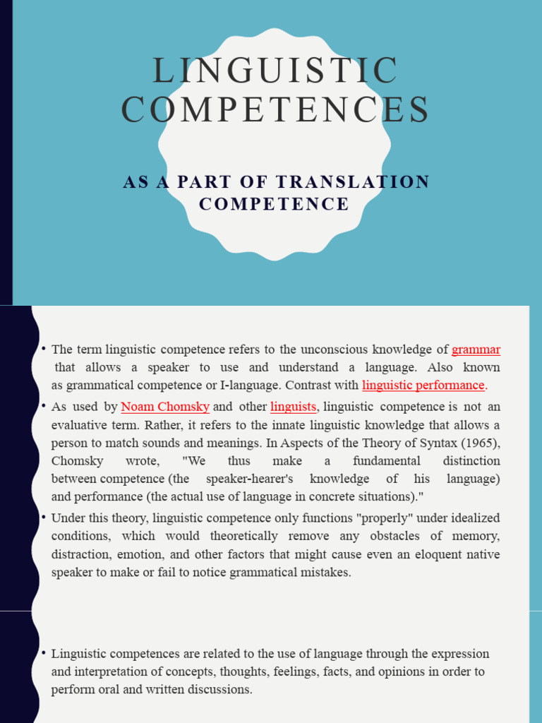 Linguistic Competence | PDF | Linguistics | Cognitive Science