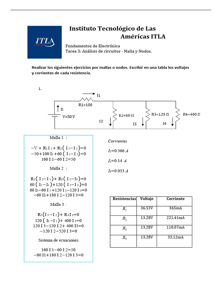 Tarea 3 An Lisis de Circuitos Mallas y Nodos | PDF | Electricidad ...