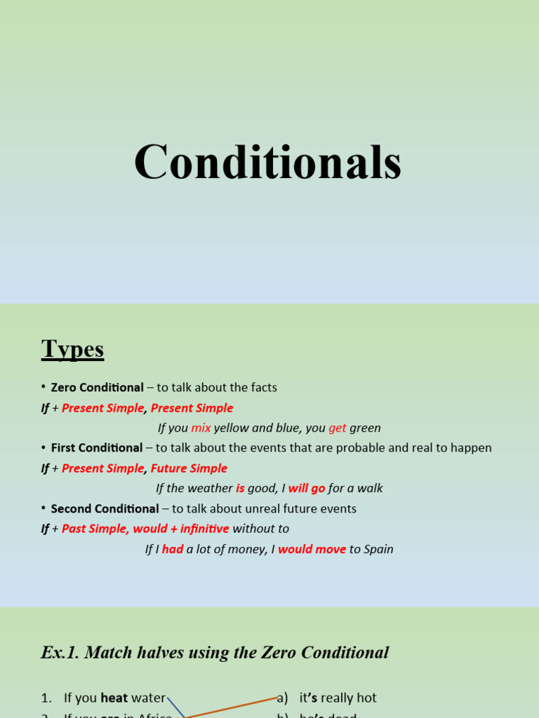 Conditionals Zero First Second Grammar | PDF | Linguistics