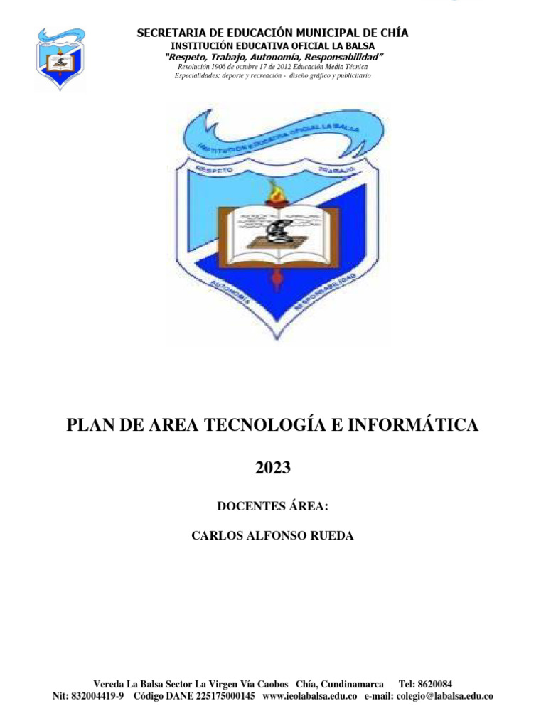 Plan de Area Tecnologia e Informatica TECNOLOGIA-E-INFORMATICA-IEOLABALSA-2023 | PDF ...