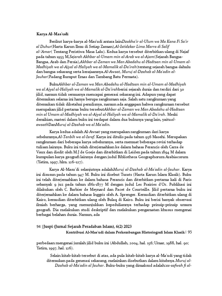 Biografi Dan Historiografi Al Mas'udi | PDF