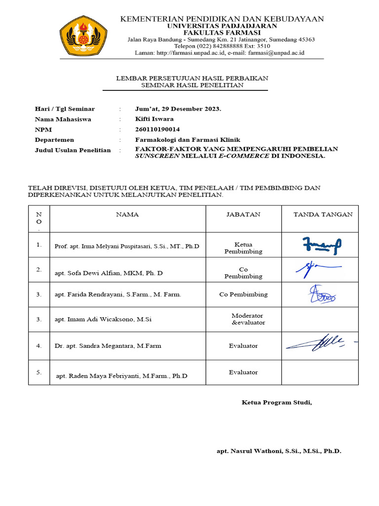 Form Persetujuan Hasil Perbaikan SHP - Kifti Iswara | PDF