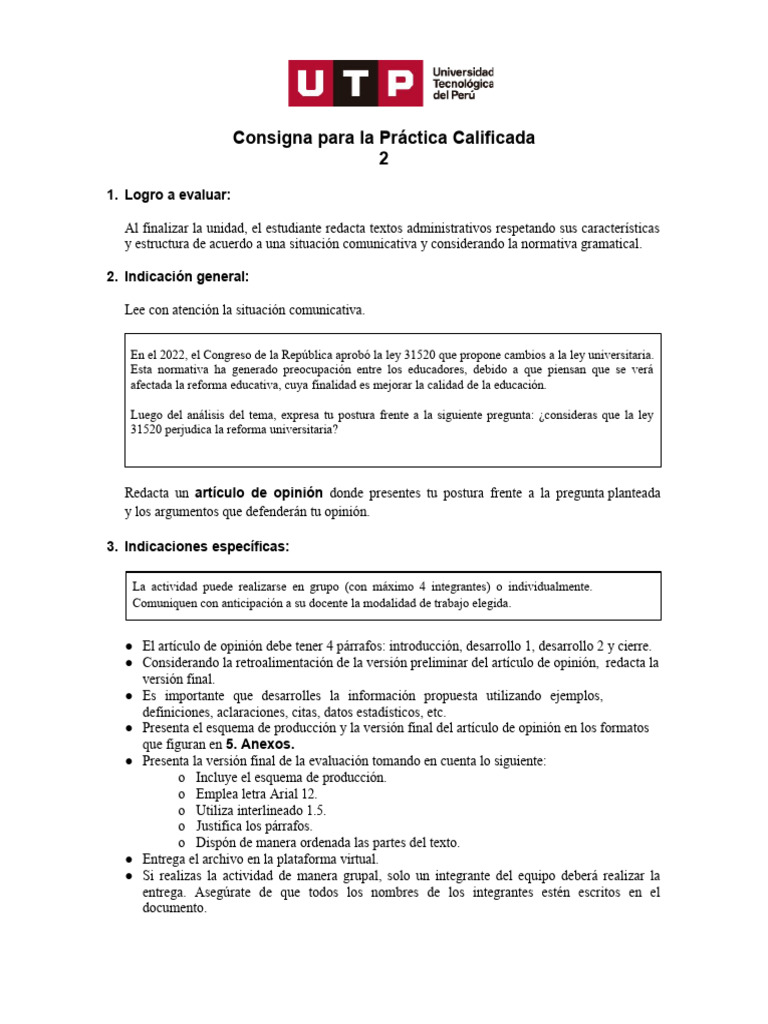 Semana 16 - Tema 01 Tarea Práctica Calificada 2 | PDF