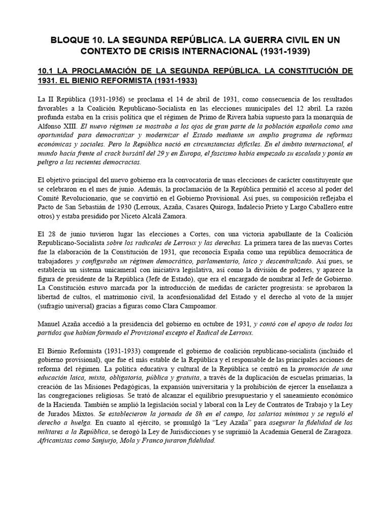 Segunda República y Guerra Civil en España | PDF | guerra civil ...