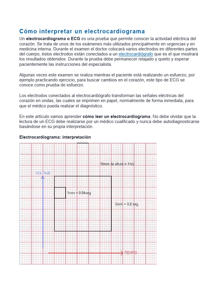 Cómo Interpretar Un Electrocardiograma | PDF | Electrocardiografia | Electrofisiologia