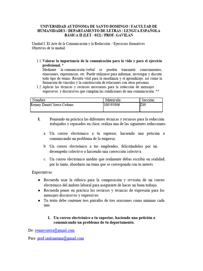 Ejercicios Formativos Let 012 Unidad I | PDF | Comunicación | Servicio al Cliente