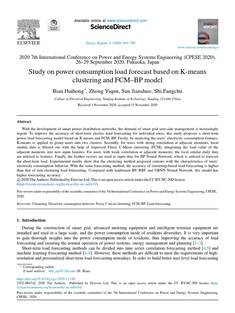 Article 3 - Haihong - Power Consumption Load Forecast | PDF | Cluster Analysis | Artificial ...