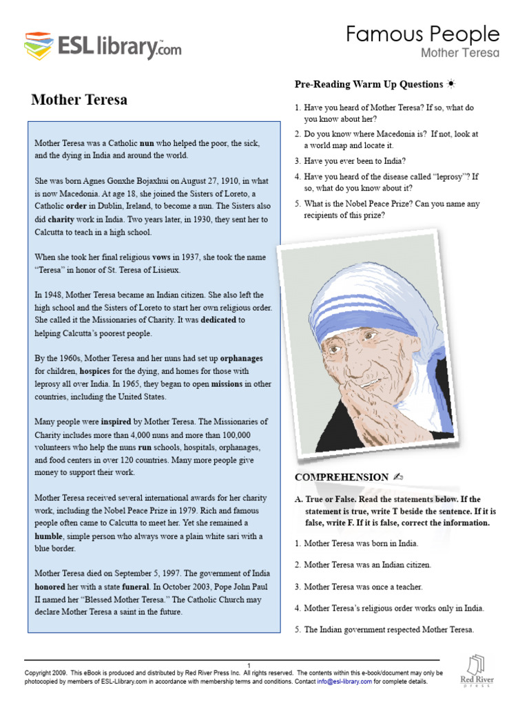 Ps Mother Teresa | PDF | Mother Teresa | Catholic Church