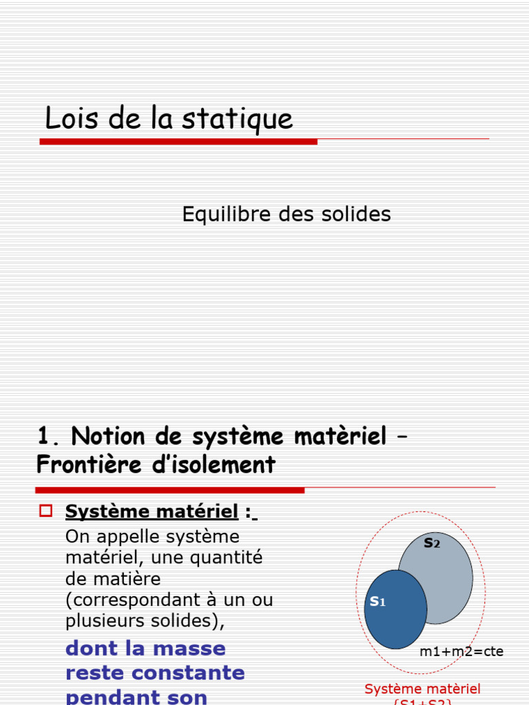Statique et Équilibre des Solides | PDF | Obliger | Équations