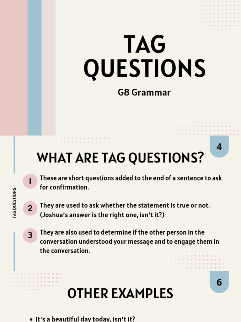 G8 Tag Questions | PDF | Verb | Semantics