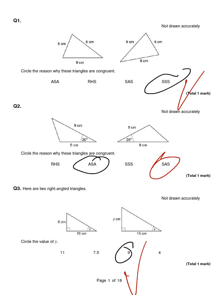 Similarity and Congruence - Exam Style Questions | PDF | Elementary ...