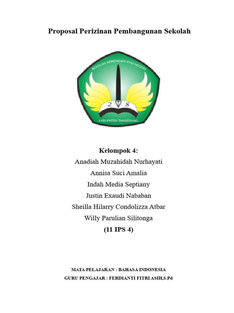 Proposal Pembangunan Sekolah (Bahasa Indonesia Kelompok 4) XI IPS 4 ...