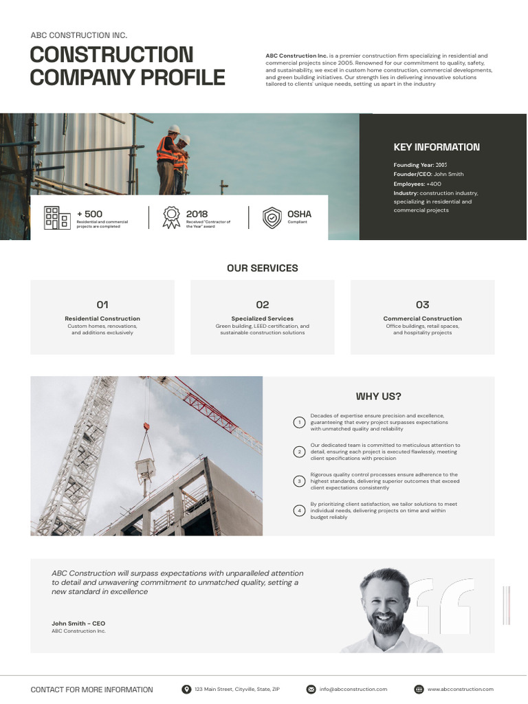 Construction Company Profile | PDF | Business | Economies