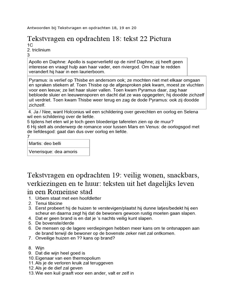 Antwoorden Bij Tekstvragen en Opdrachten 18 | PDF