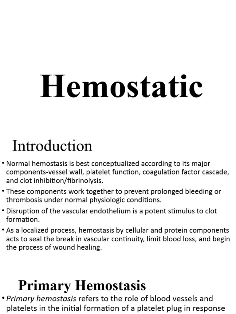 Components of The Haemostatic | PDF | Coagulation | Platelet