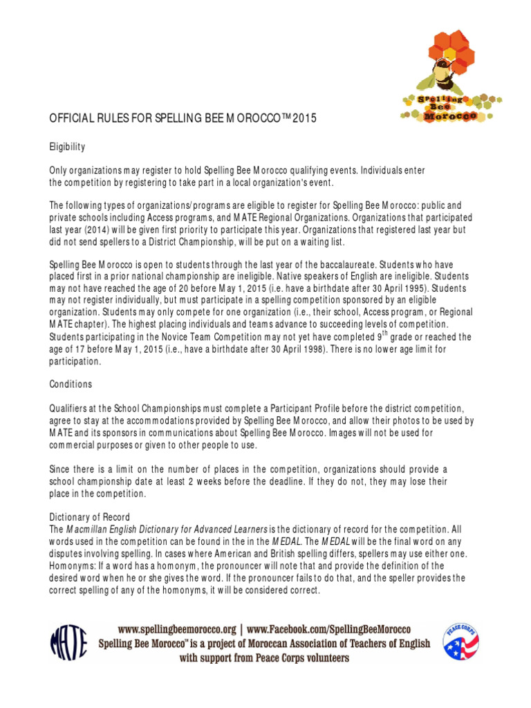 2015 - Official Rules | PDF | Spelling | Linguistics