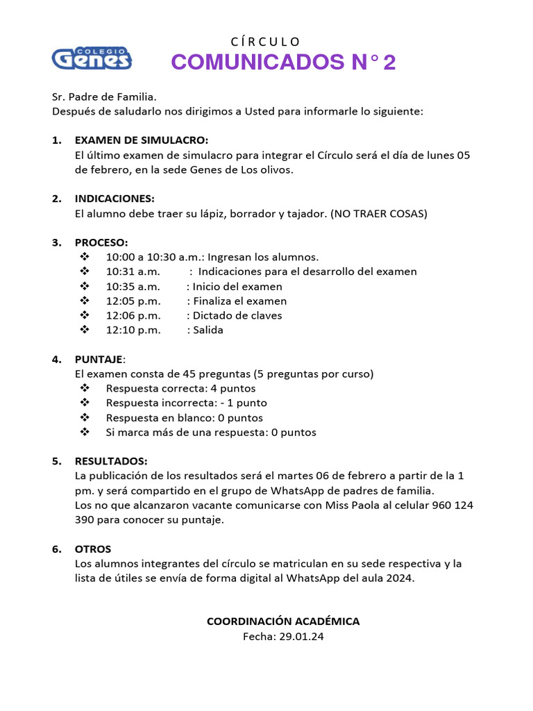 Comunicado #02 (CIRCULO) 2024 | PDF