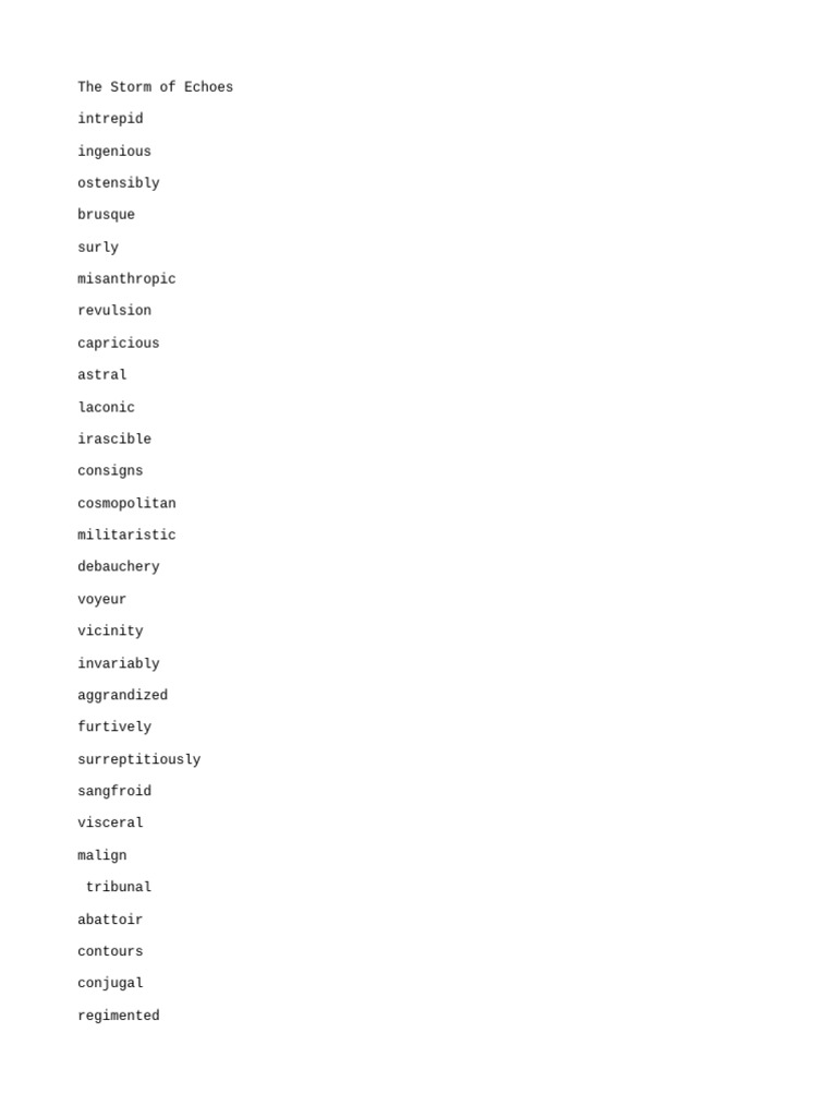 The Storm of Echoes - Vocab List | PDF