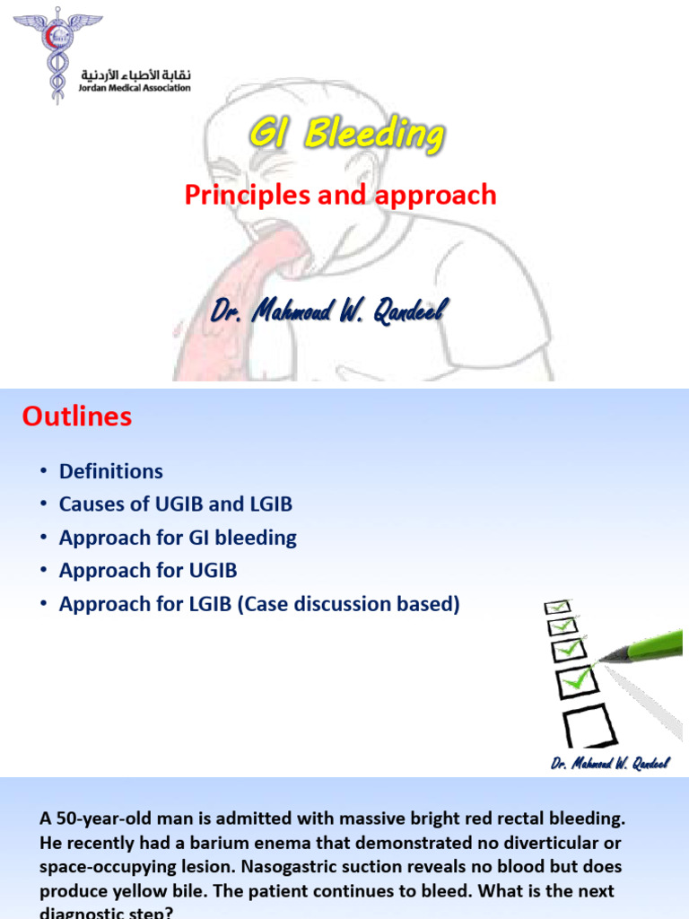GI Bleeding: Principles and Approach | PDF | Blood | Diseases And Disorders