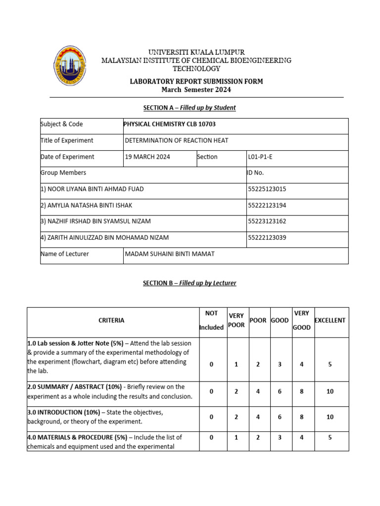 Lab Report Physical Chemistry Exp 1 | PDF | Sodium Hydroxide ...