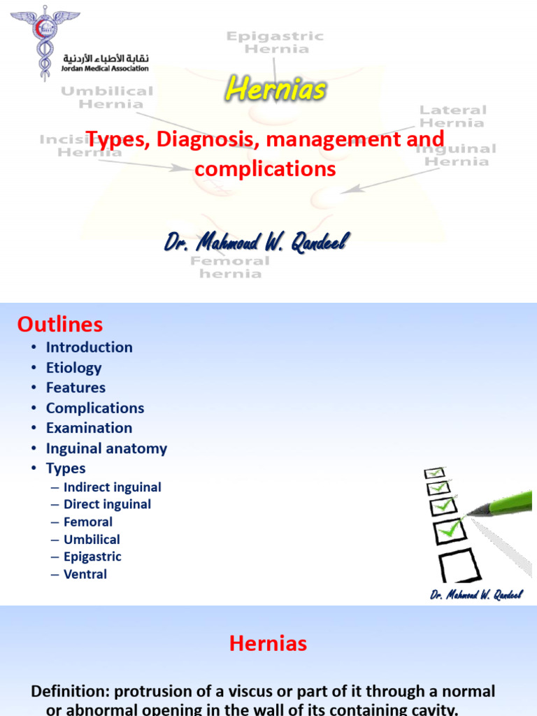 Hernias: Types, Diagnosis, Management and Complications | PDF
