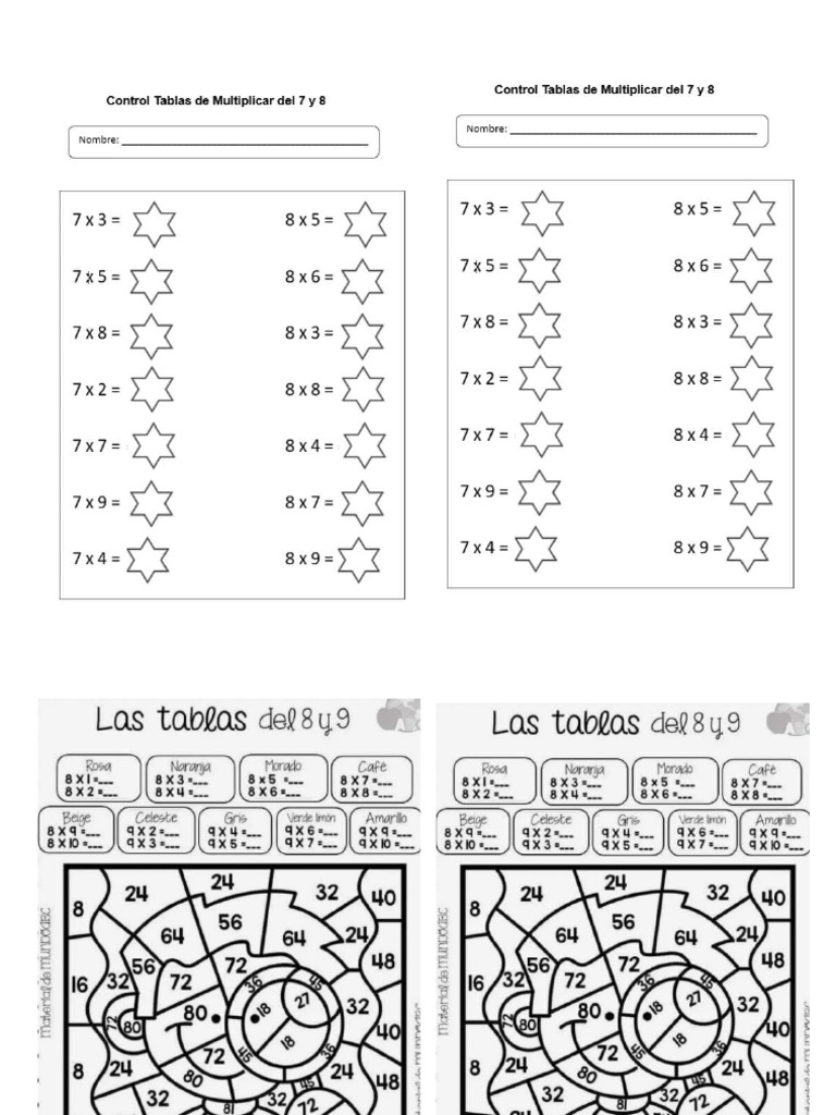 Control Tablas de Multiplicar Del 6 y 7 | PDF
