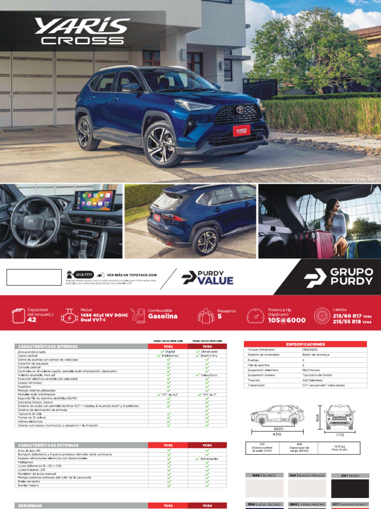 Ficha Técnica - Yaris Cross Gasolina | PDF