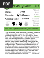 D&D 5E Beast Shapes Overview | PDF | Zoology