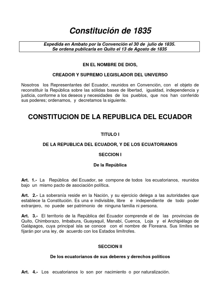 Constitucion 1835 | PDF | Ecuador | Cortes Generales