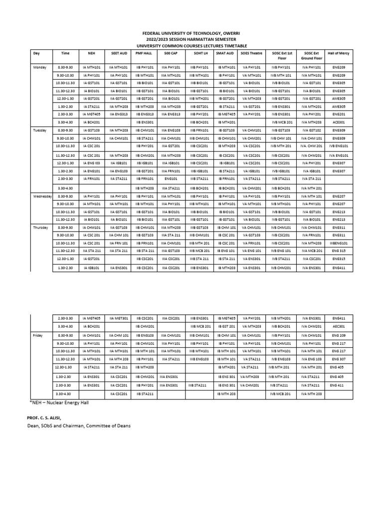 Time - Table 2022-2023 H | PDF