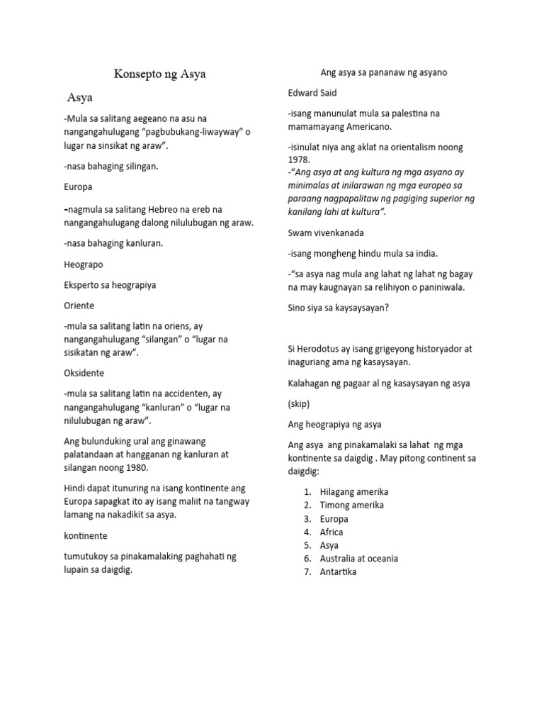 Konsepto NG Asya | PDF