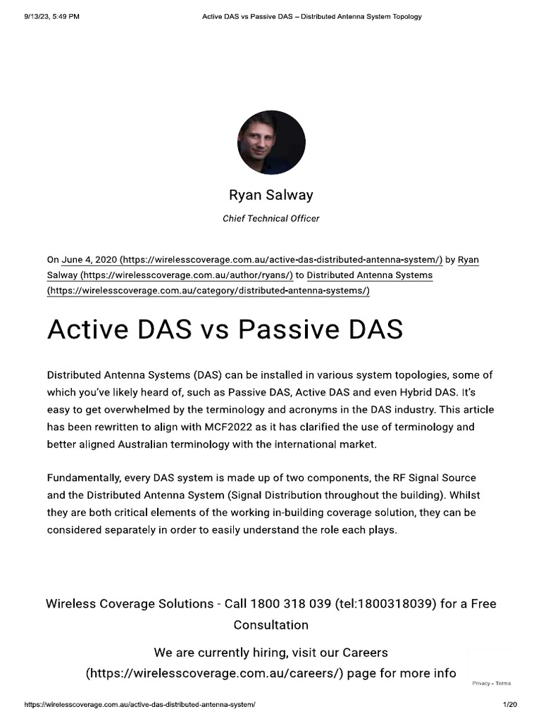 Active DAS Vs Passive DAS - Distributed Antenna System Topology | PDF