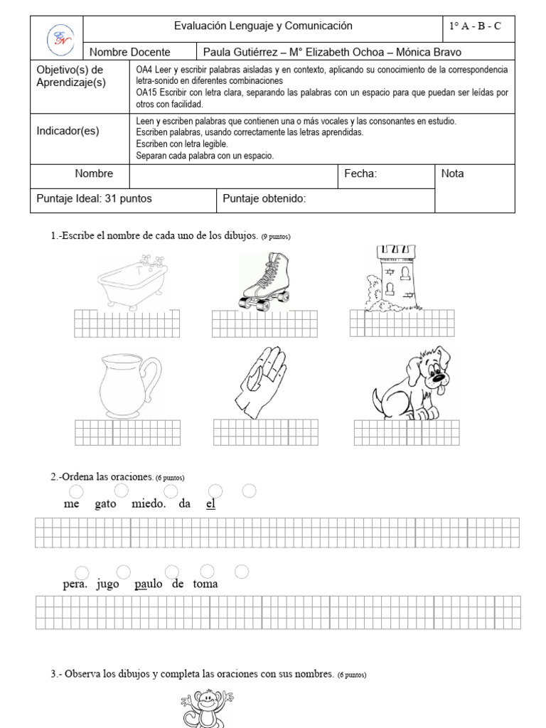 Evaluacion Lenguaje Semestre 2 | PDF | Lingüística | Cognición