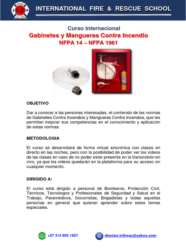 Gabinetes y Mangueras Contra Incendio NFPA 14 - NFPA 1961 | PDF