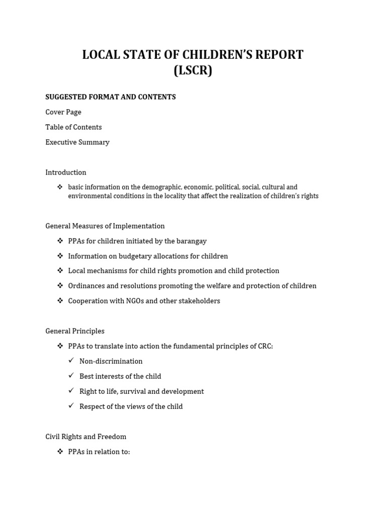 Local State of Children Report | PDF | Children's Rights | Childhood