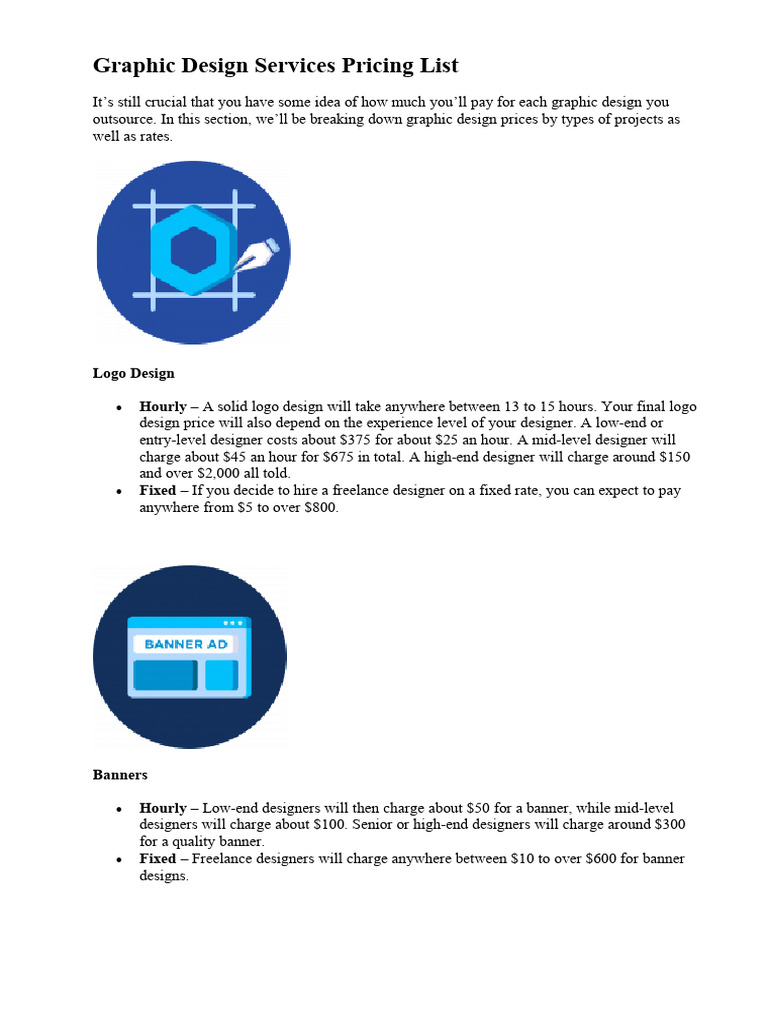 Graphic Design Services Pricing List | PDF | Web Design | Word Press