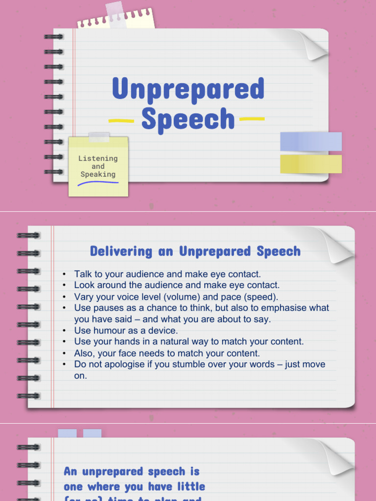 Unprepared Speech Notes | PDF | Self-Improvement