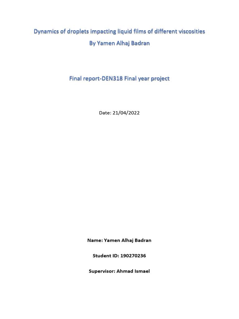 Final Graduation Project | PDF | Drop (Liquid) | Liquids