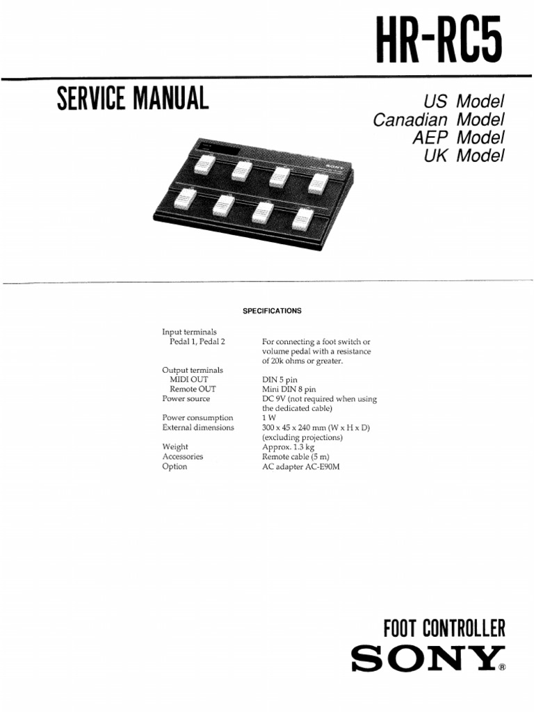 Sony Hr-rc5 Foot Controller SM | PDF